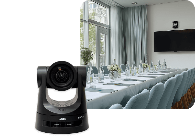 Cámara Broadcaster 4K AI | Cámara PTZ para videoconferencias y eventos